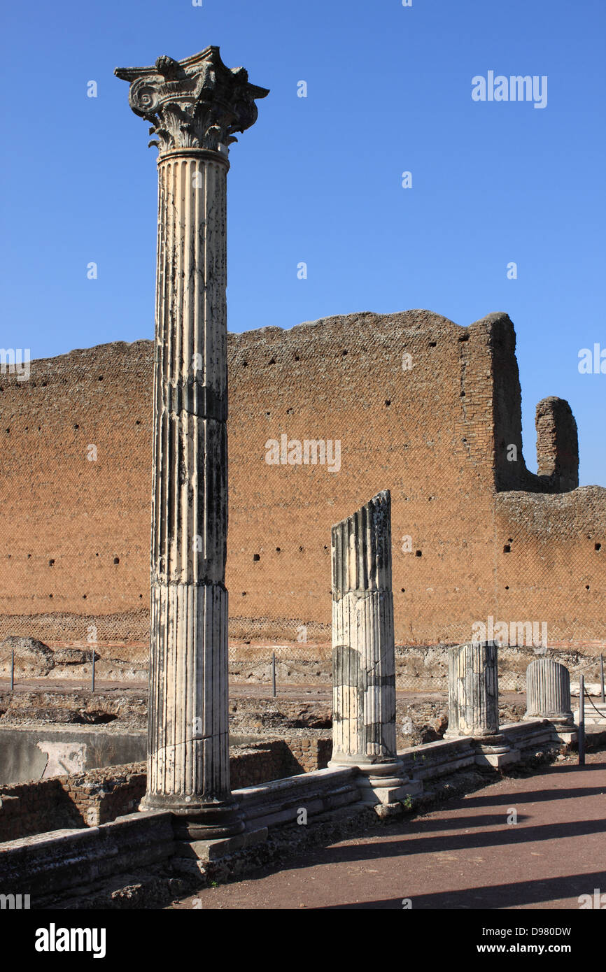 Ruin of ancient corinthian columns in Villa Adriana near Rome, Italy ...