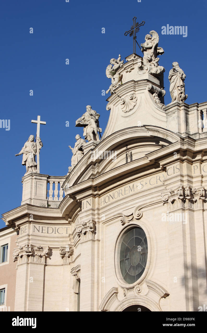 Facade of Holy Cross in Jerusalem Basilica in Rome, Italy Stock Photo ...