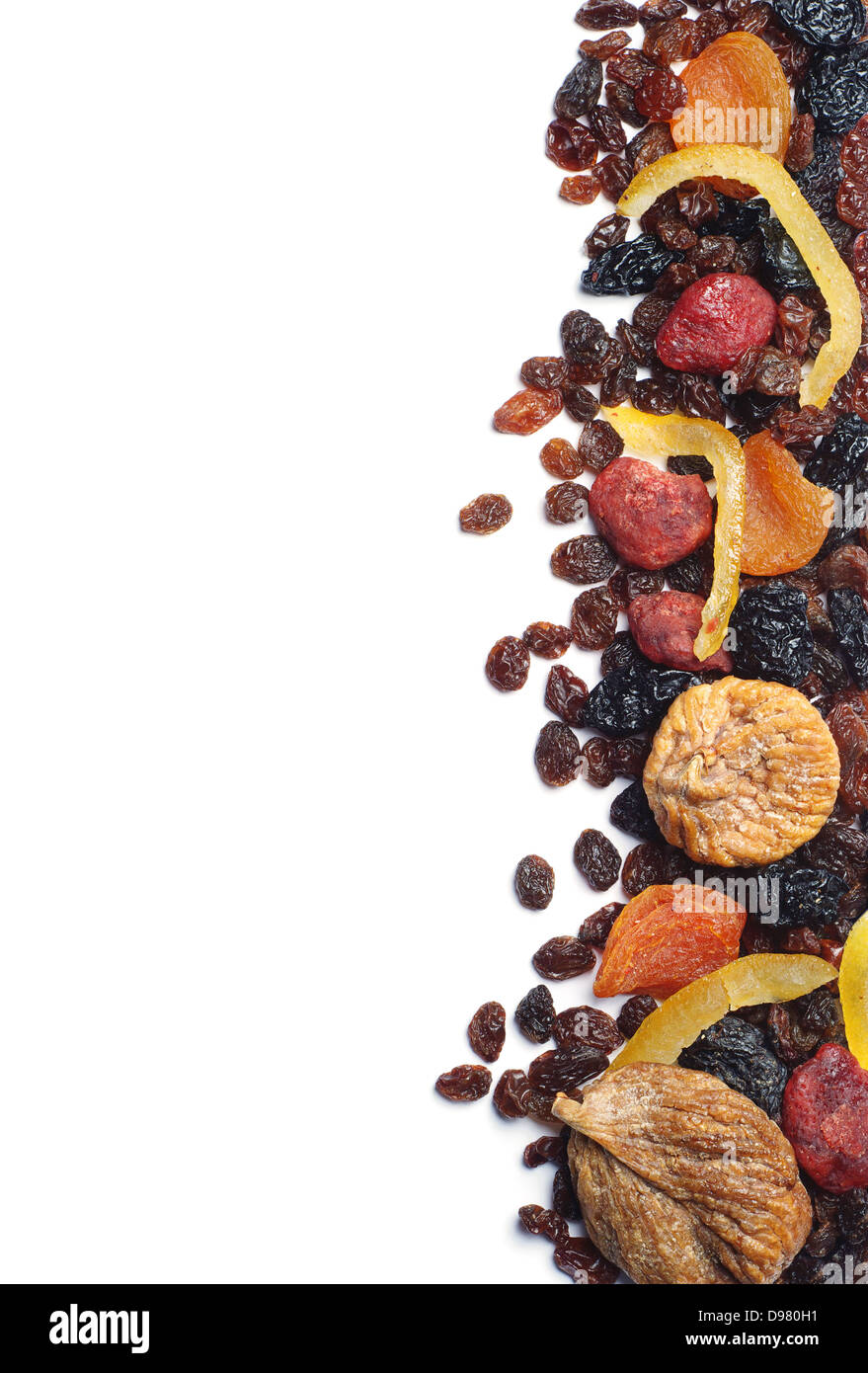 Background with different dried fruits on white Stock Photo - Alamy