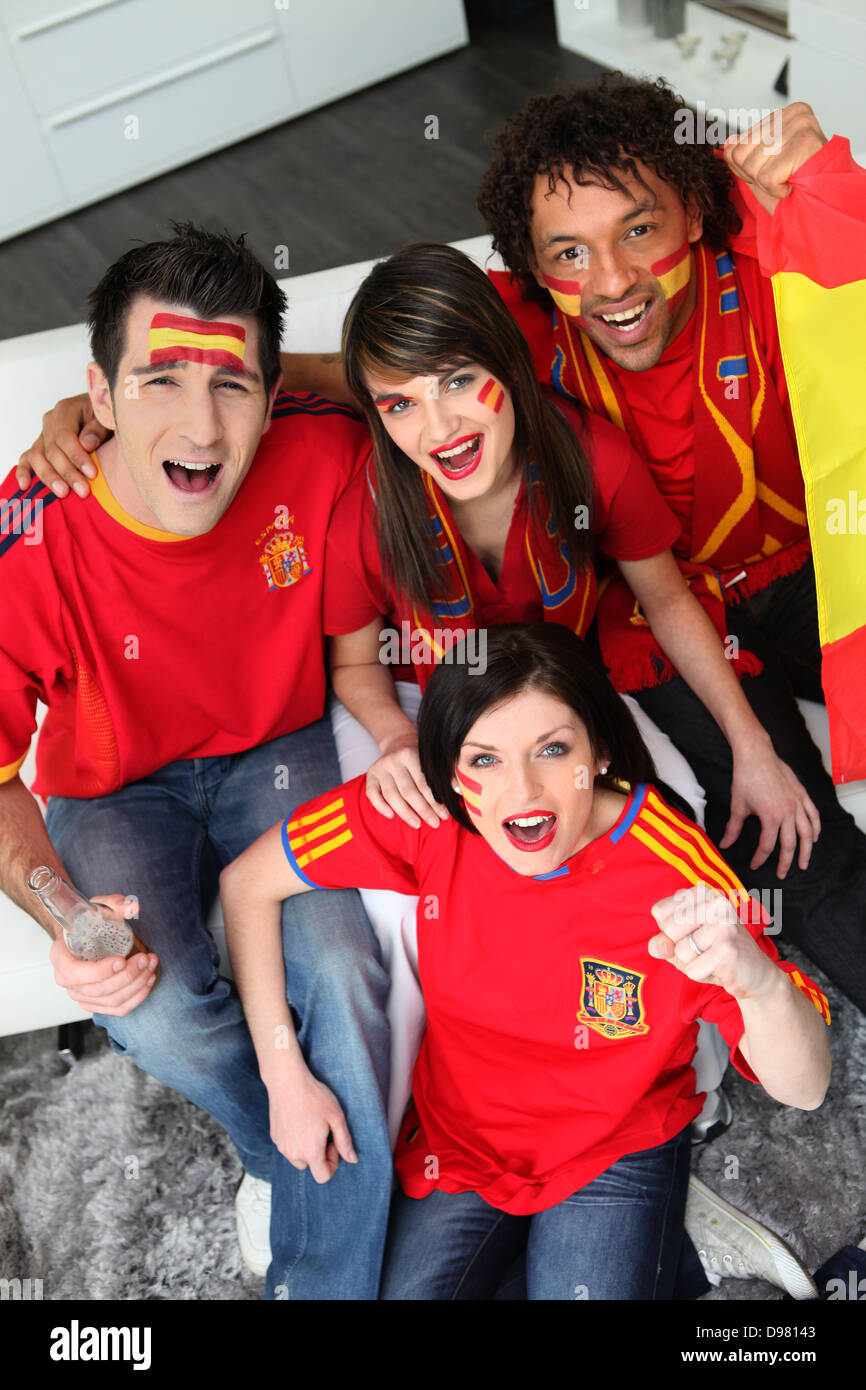 Spanish football fans Stock Photo - Alamy