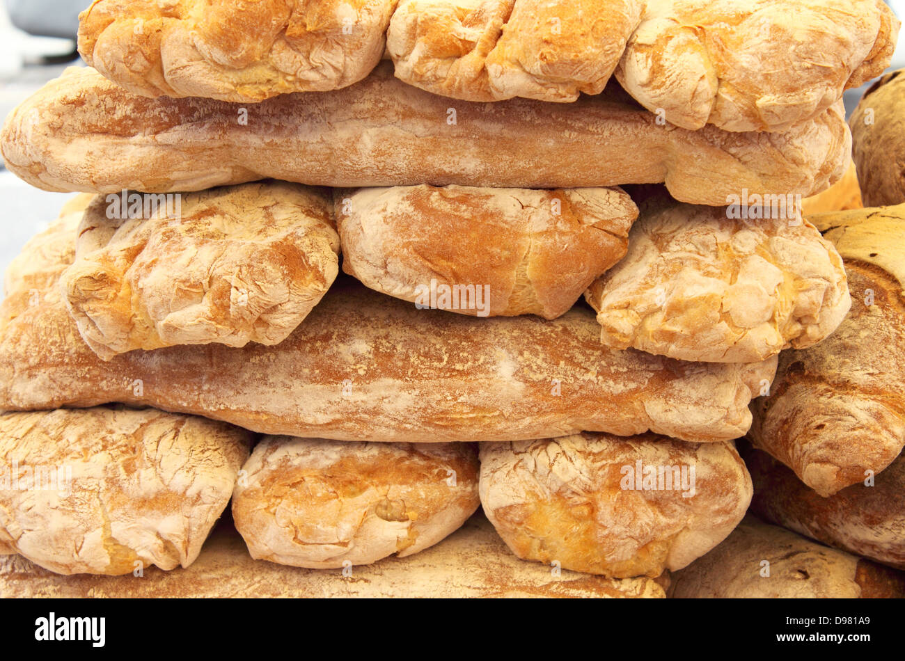 Stack of various kind of fresh bread Stock Photo - Alamy