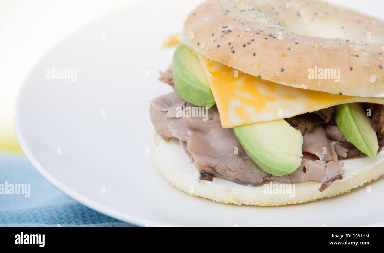Roast beef bagel sandwich Stock Photo - Alamy