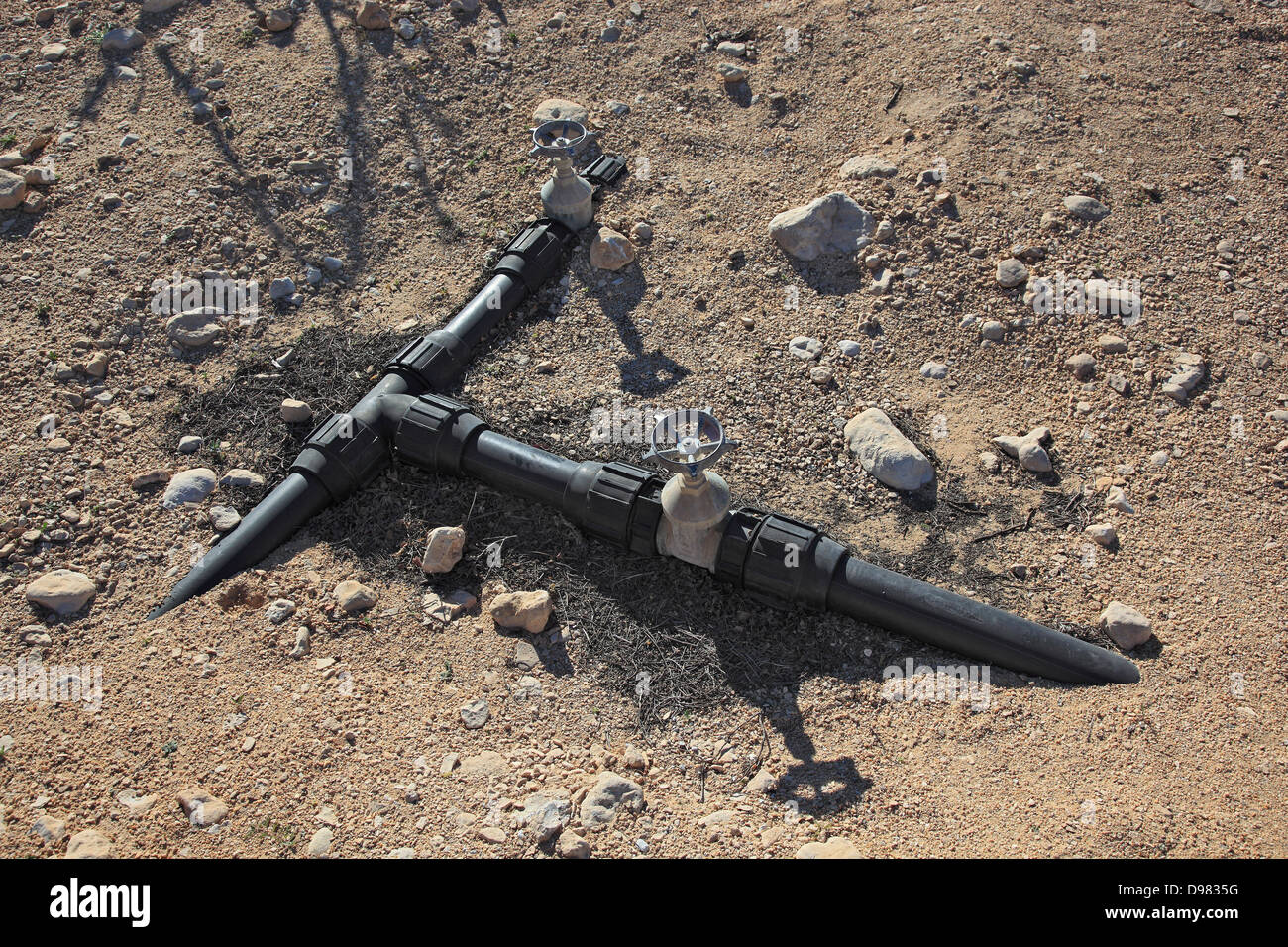 Irrigation system in the desert, water pipes Stock Photo - Alamy