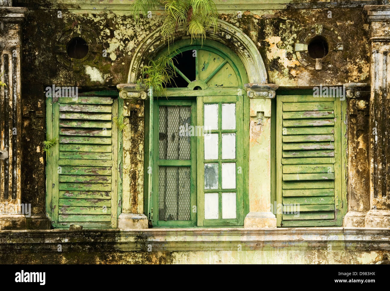 Derelict Heritage Windows, George Town, Penang, Malaysia Stock Photo ...
