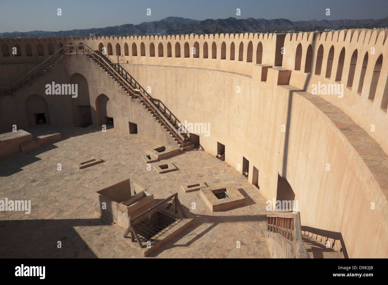 Cannon platform in the fort Nizwa. Nizwa is the centre of the granny's ...
