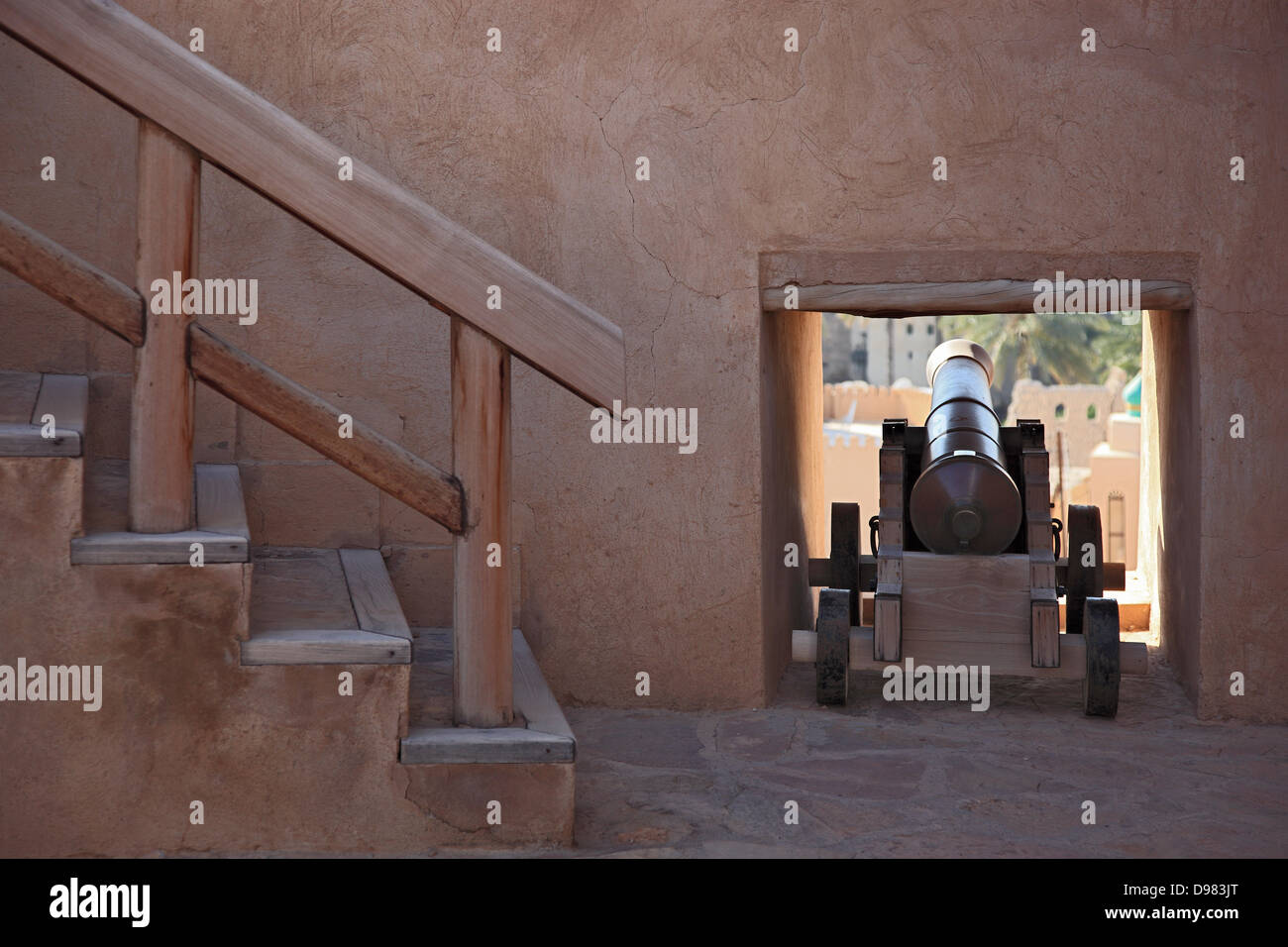 Cannon platform in the fort Nizwa. Nizwa is the centre of the granny's ...