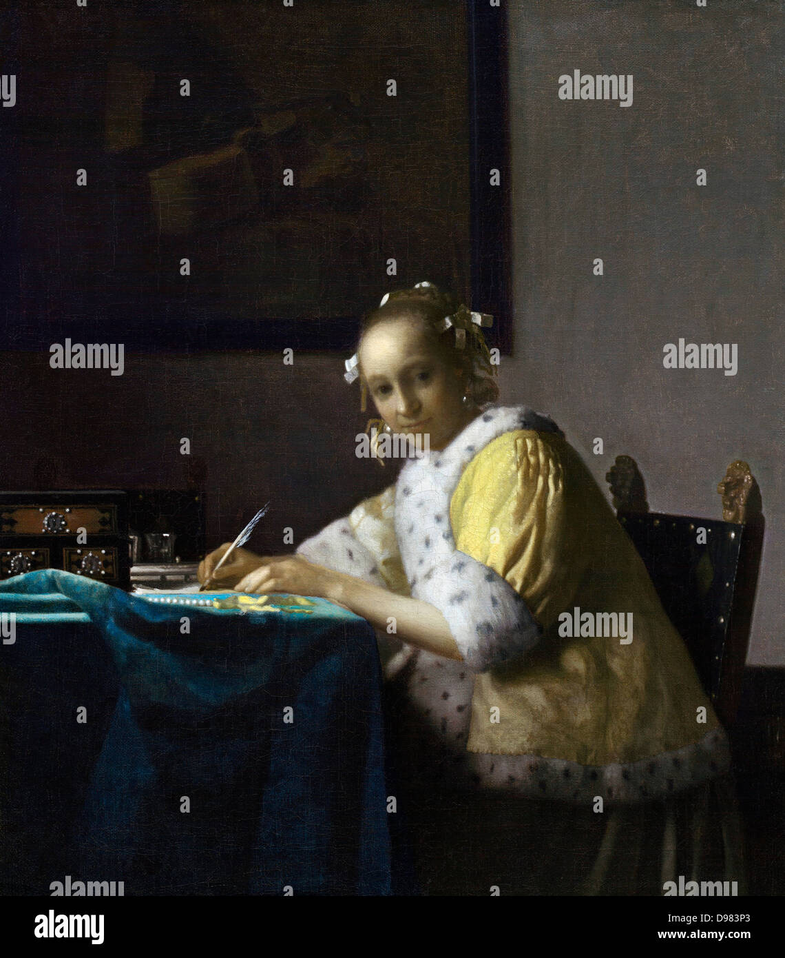 Johannes Vermeer, A Lady Writing. Circa 1665. Oil on canvas. National ...