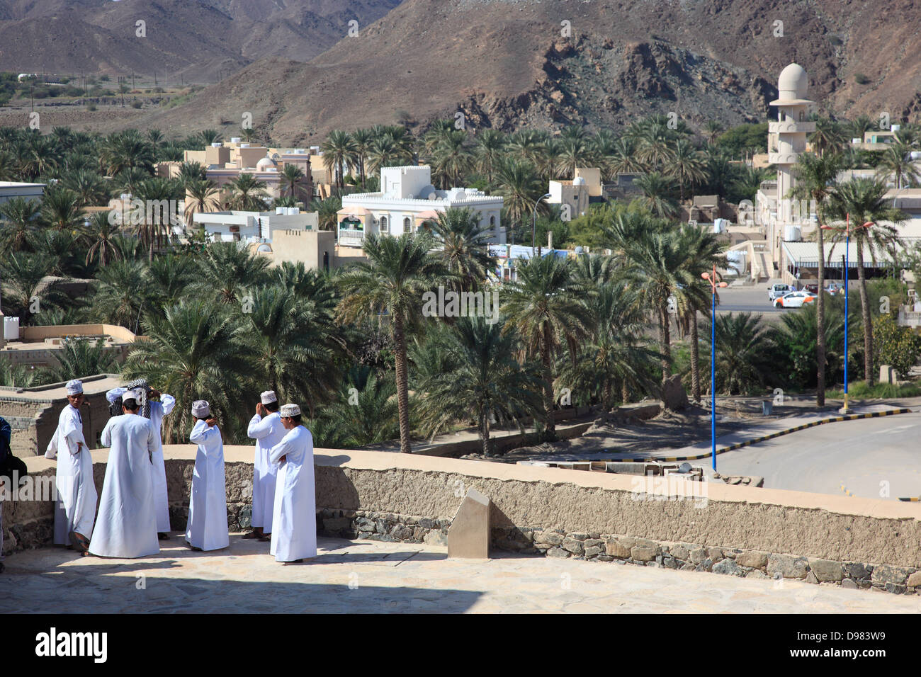 Town panorama of Bahl from the fort seen. The oasis town of Bahla is ...