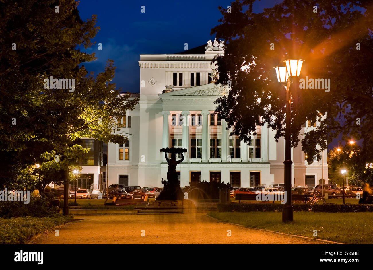 night view of the National Opera House in Riga Stock Photo - Alamy