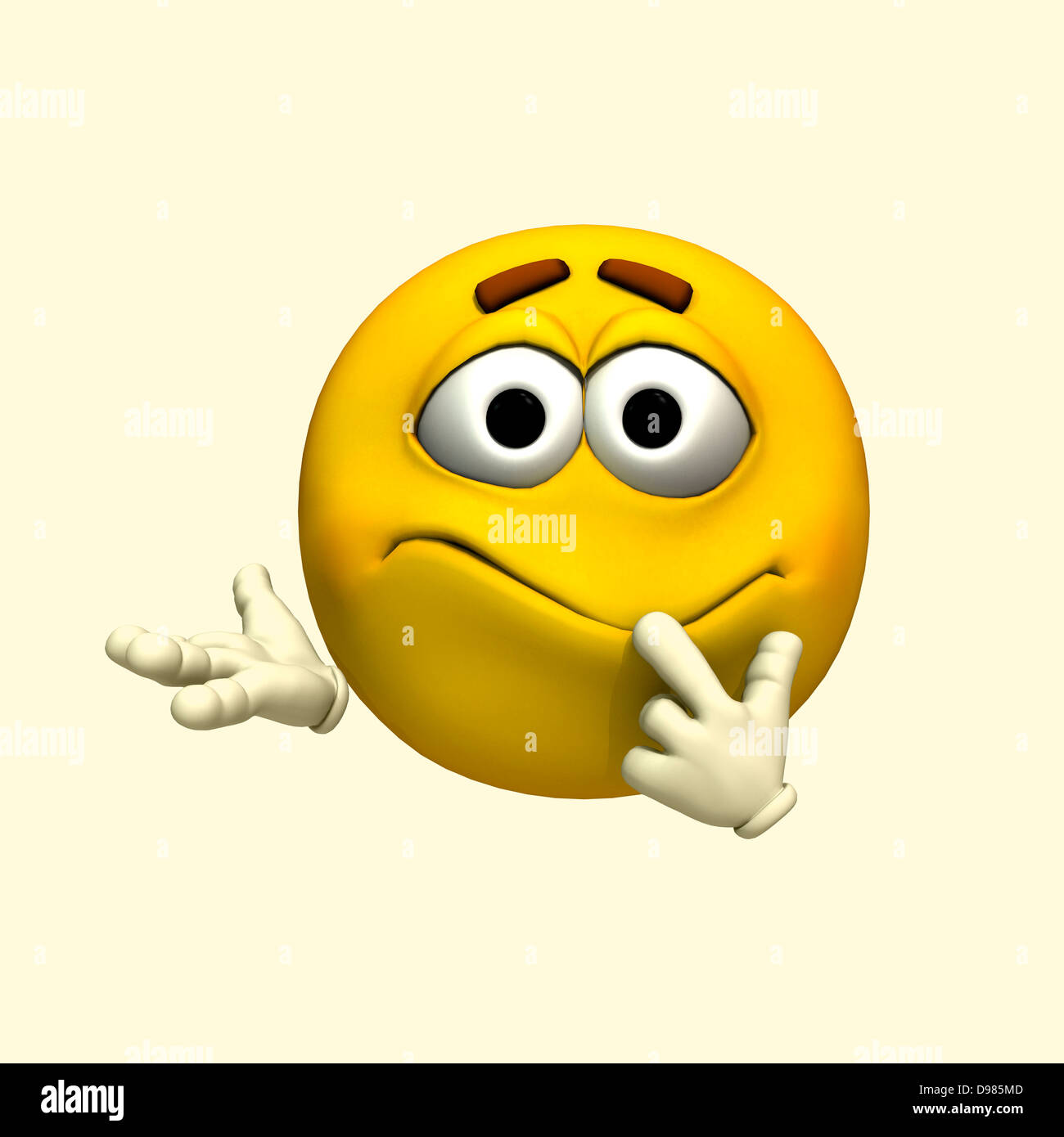 Funny confused Emoticon on yellow background Stock Photo - Alamy