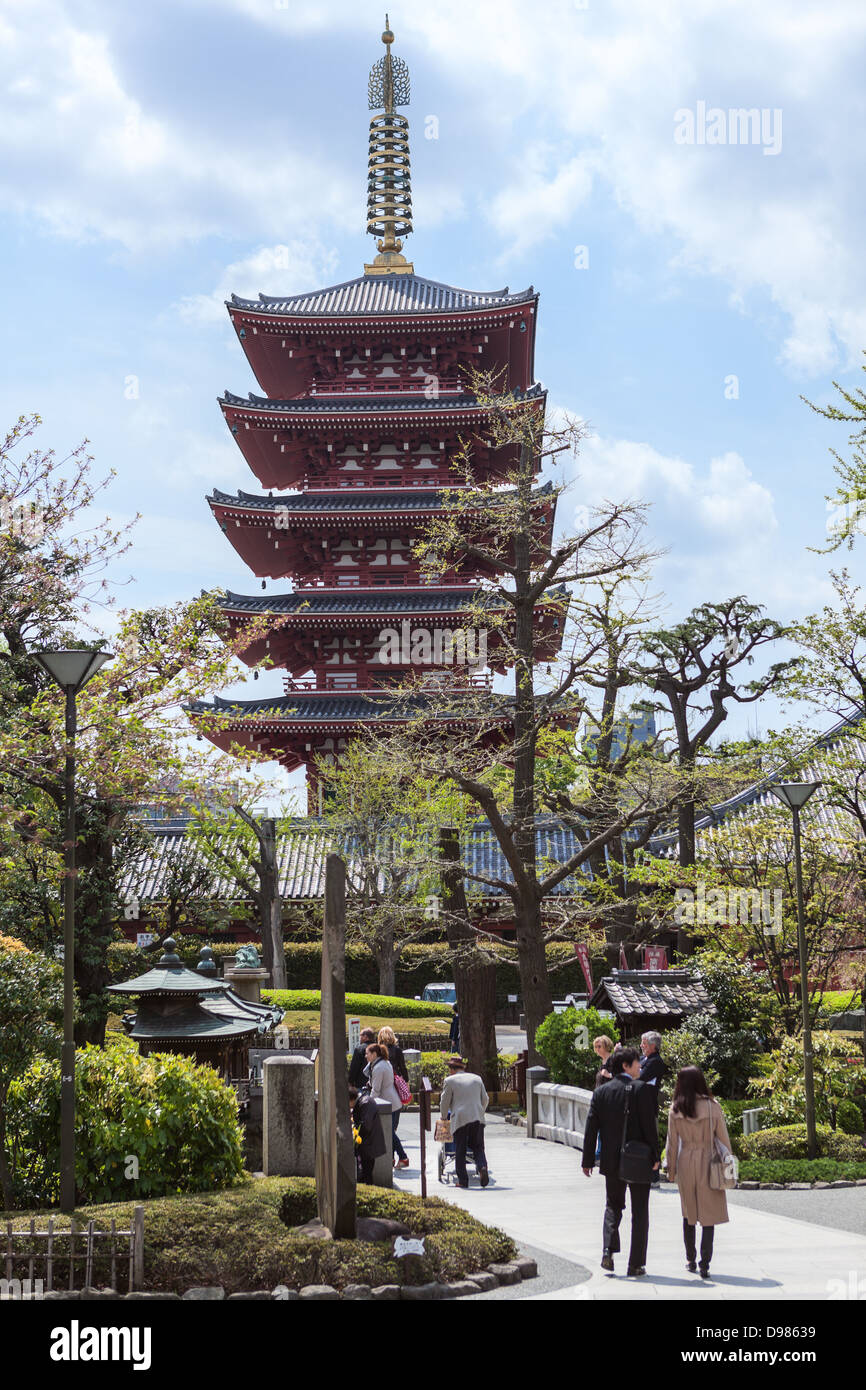The five-storied pagoda in the Senso-ji shrine, district Asakusa, Tokyo ...