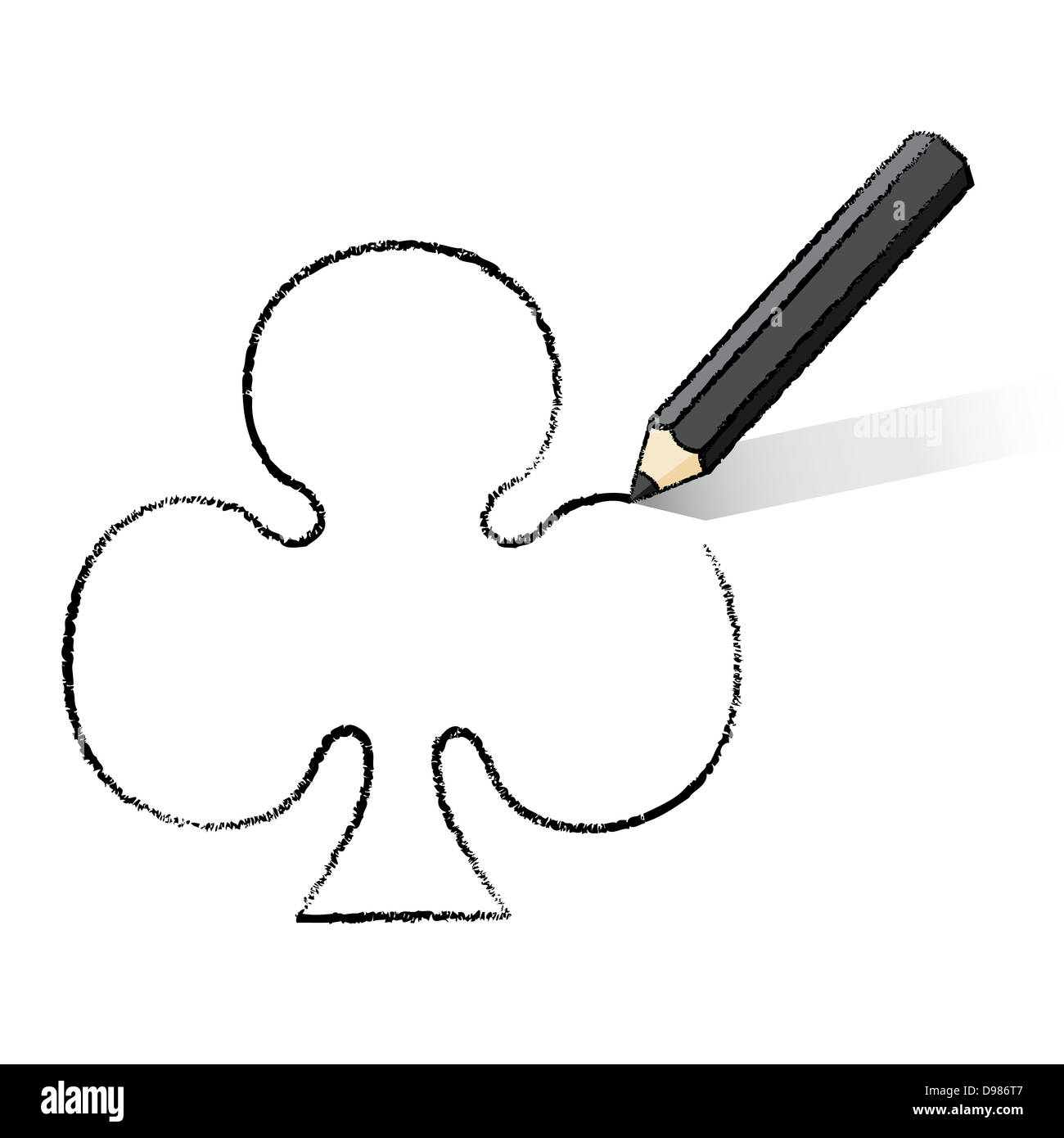 Black Pencil casting a shadow Drawing Ace of Clubs Playing Card Icon ...