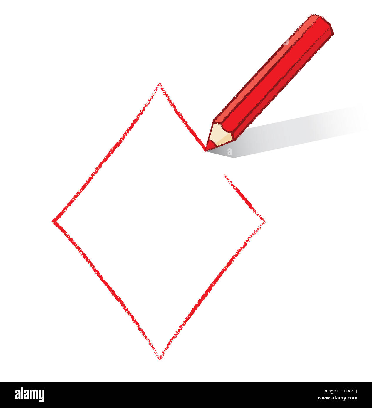Red Pencil casting a shadow Drawing Ace of Diamonds Playing Card Icon ...