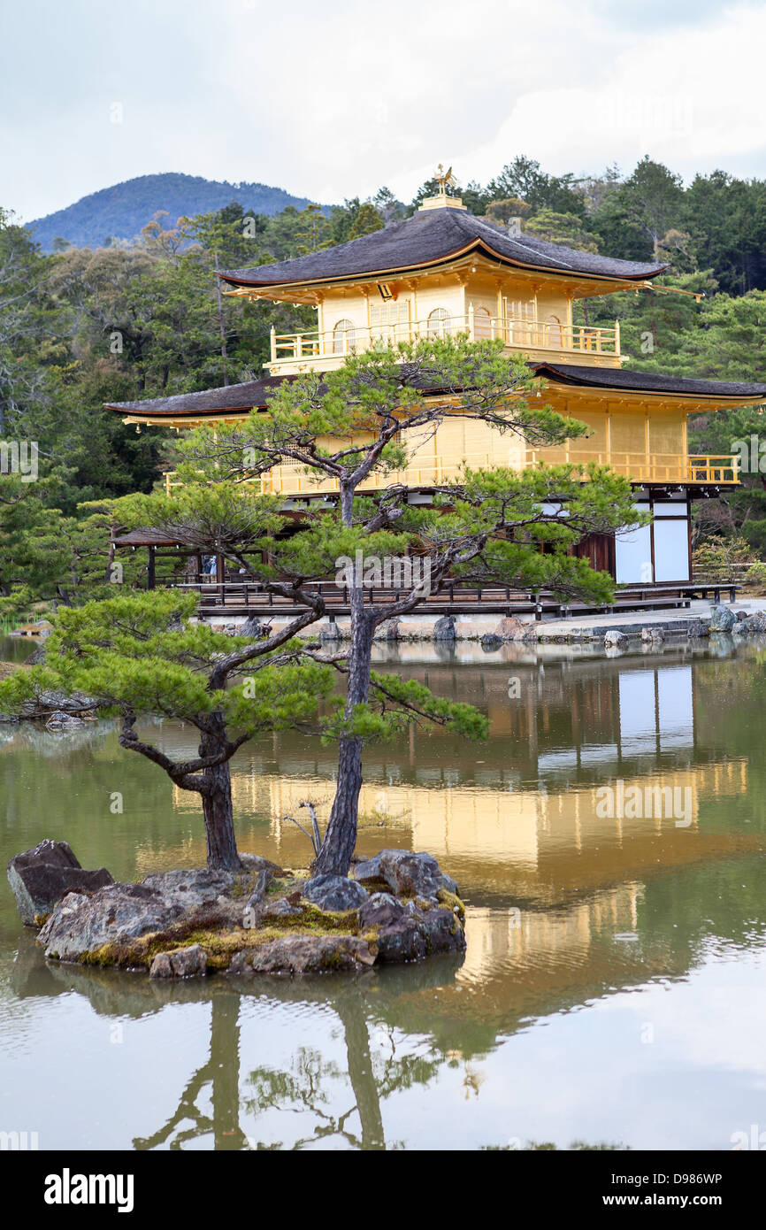 View of Kinkaku-ji temple (the Golden Pavilion) with lower pond and ...