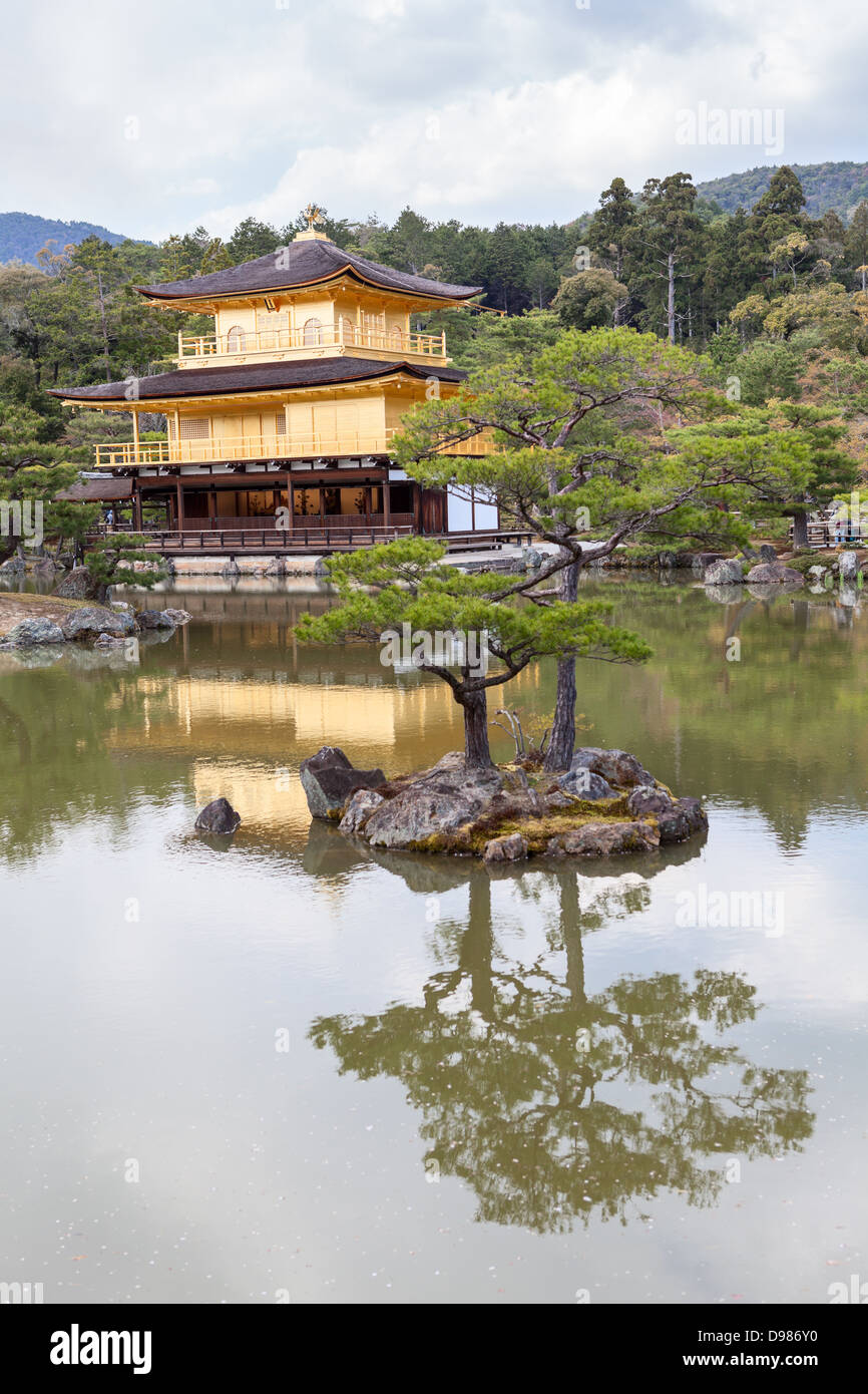 View of Kinkaku-ji temple (the Golden Pavilion) with lower pond and ...