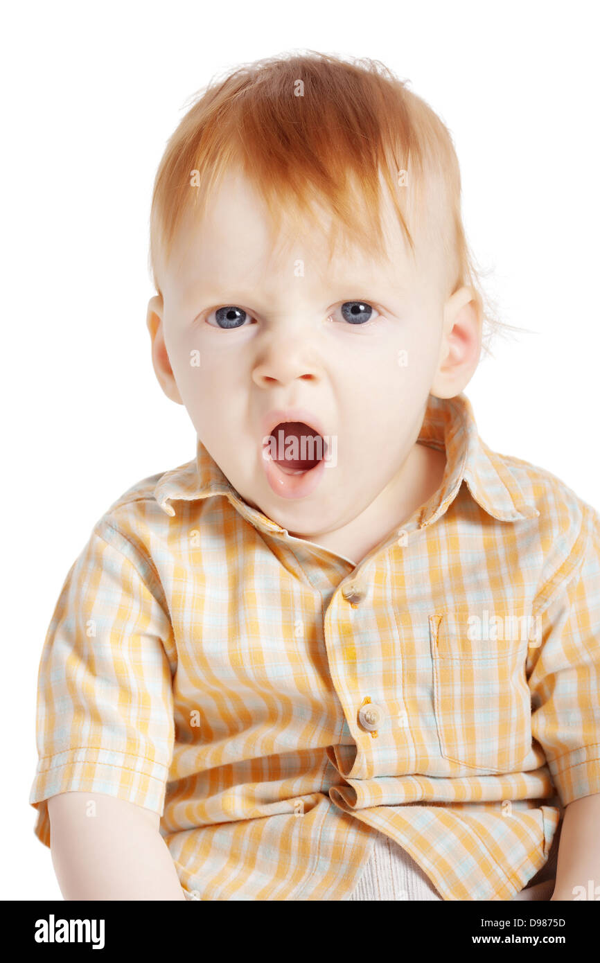 boy yawning isolated on white Stock Photo - Alamy