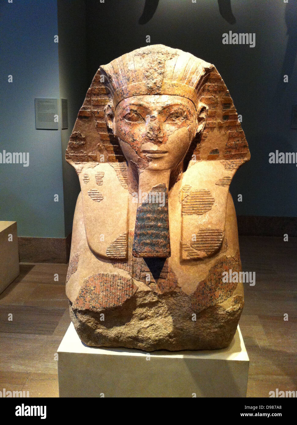 statue in Granite, of a sphinx showing the head and shoulders of Queen ...