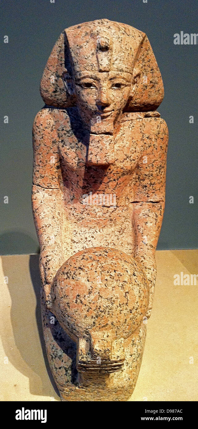 statue in Granite, of a sphinx showing the head and shoulders of Queen ...