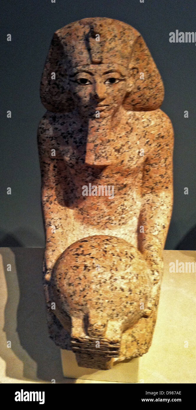 statue in Granite, of a sphinx showing the head and shoulders of Queen ...