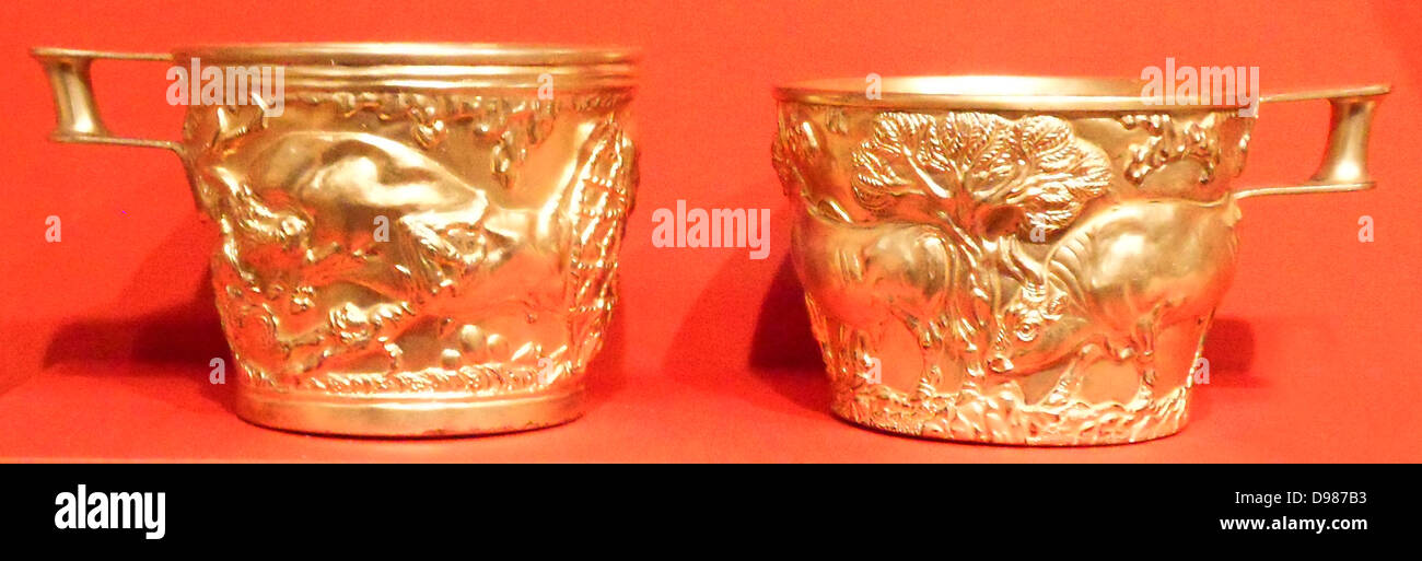 Reproduction of the gold cups from Vapheio. Mycenaean Late Helladic I ...