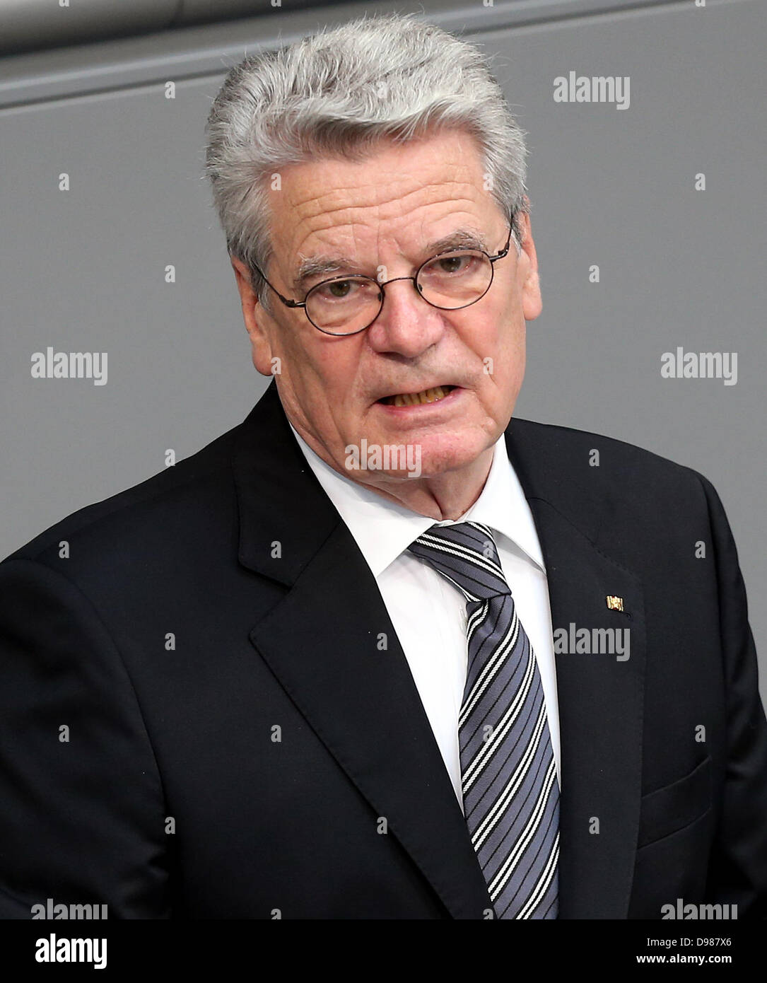 Berlin, Germany. 14th June, 2013. German President Joachim Gauck speaks ...