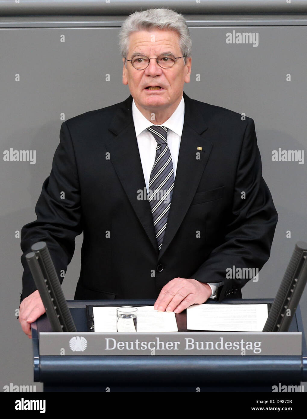 Berlin, Germany. 14th June, 2013. German President Joachim Gauck speaks ...