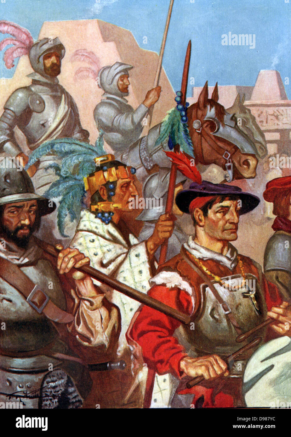 Cortez and his soldiers enter Teotihuacan City, Mexico Stock Photo - Alamy
