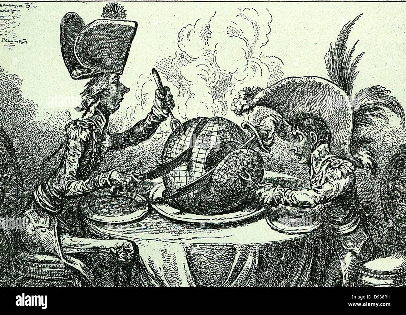 Napoleon carving up the globe after cartoon by james gilray hi-res ...