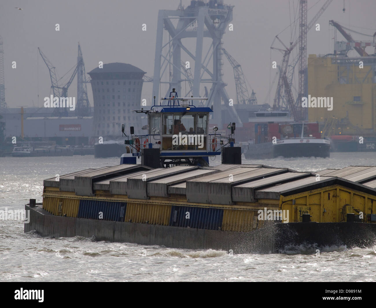Garbage waste collection boat service in the port of Rotterdam, the ...