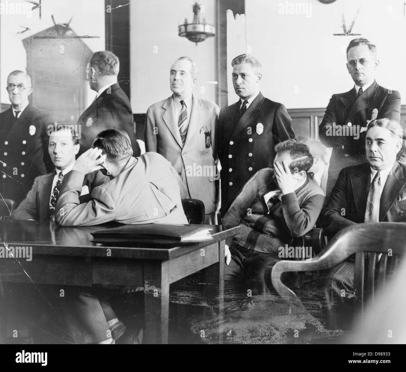 Louis 'Lepke' Buchalter, facing front, seated with Emanuel 'Mendy ...