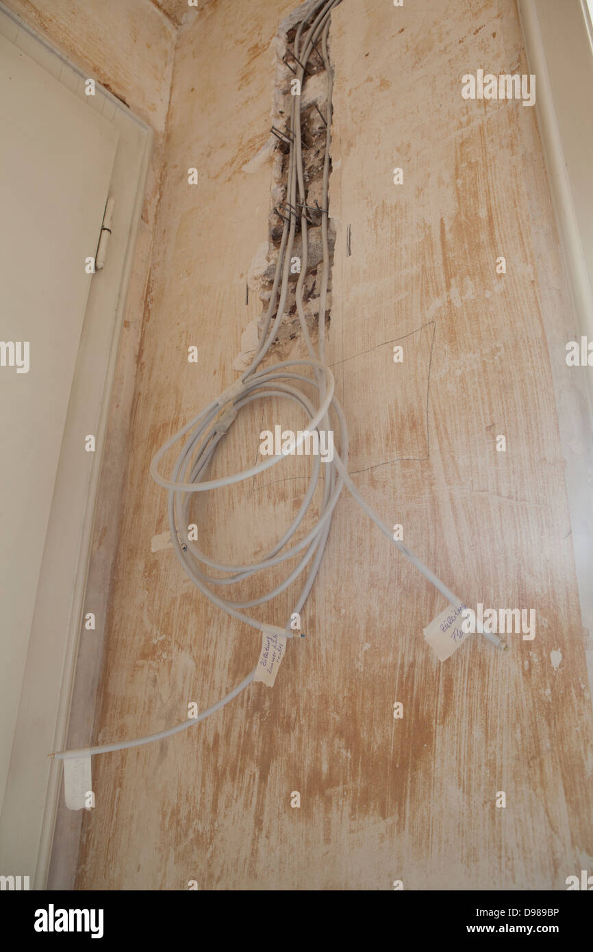 Renovation of house with wire connection Stock Photo - Alamy