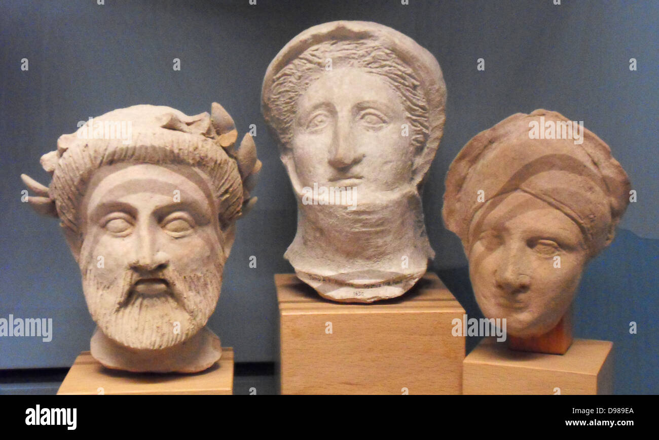 Greek funerary sculpted heads, Ancient Greek circa 300-100 BC Stock ...
