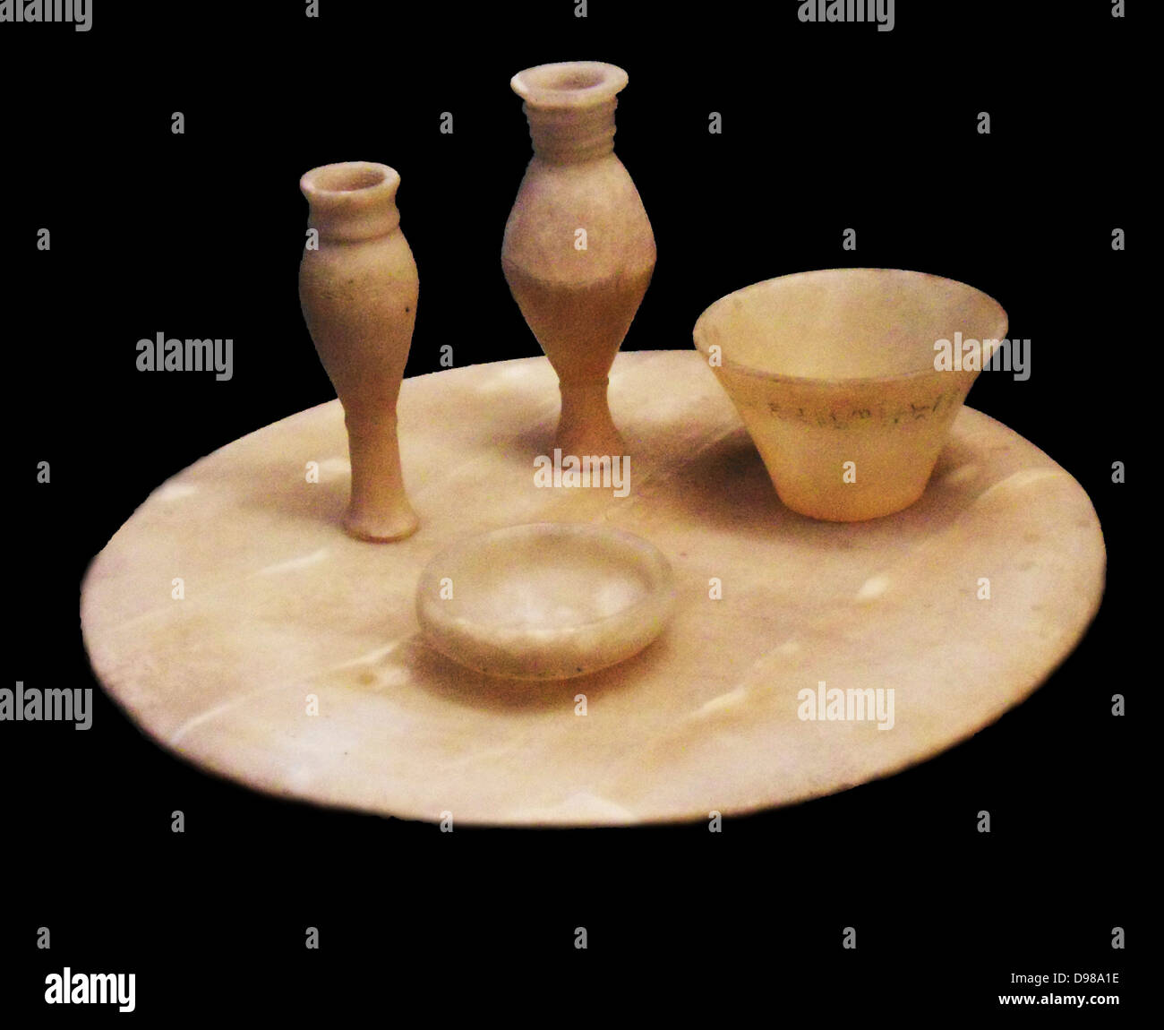 Calcite table and vessels, Pharonic Egyption Stock Photo - Alamy