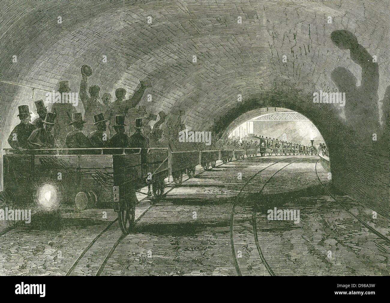Underground railway: trial trip on the Metropolitan line, train passing ...
