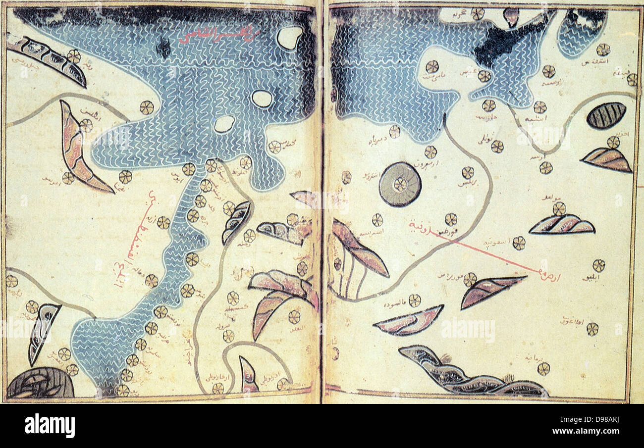 Muhammad al-Idrisi. Paris transcript of V-4. The map displays: the ...