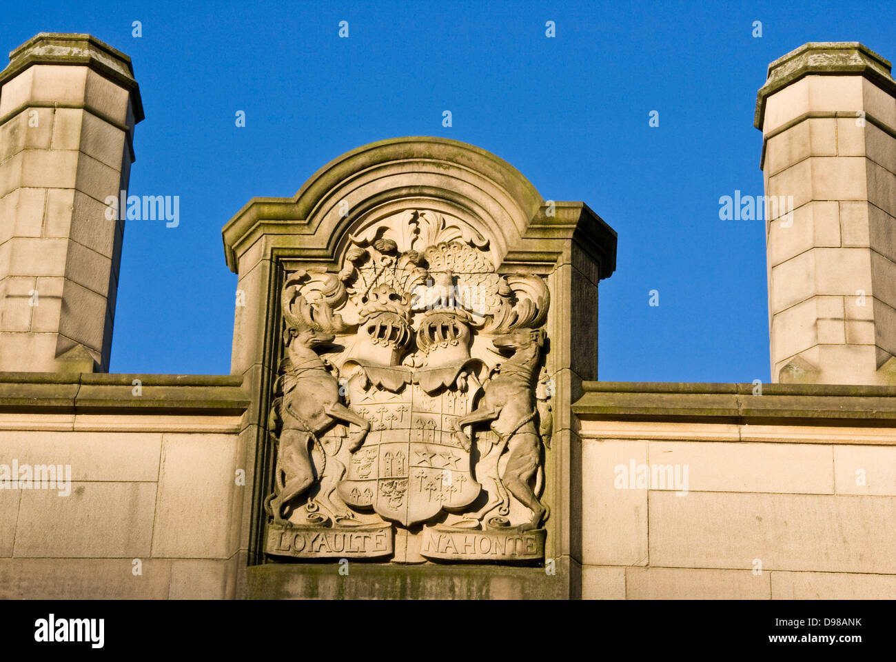 Coat of arms above the entrance to Nottingham Castle, Nottinghamshire ...