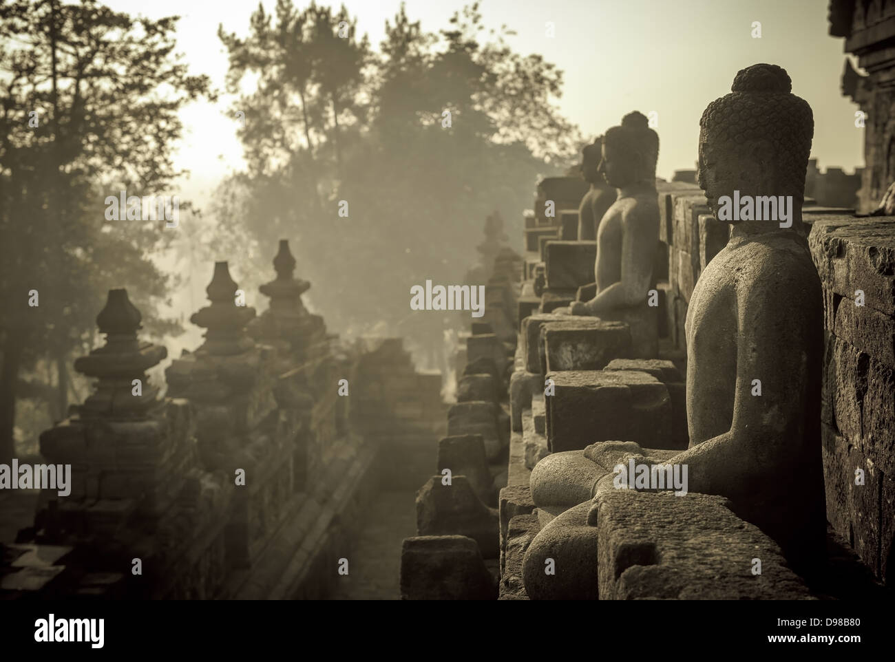 Borobudur temple at sunrise, Java, Indonesia Stock Photo - Alamy