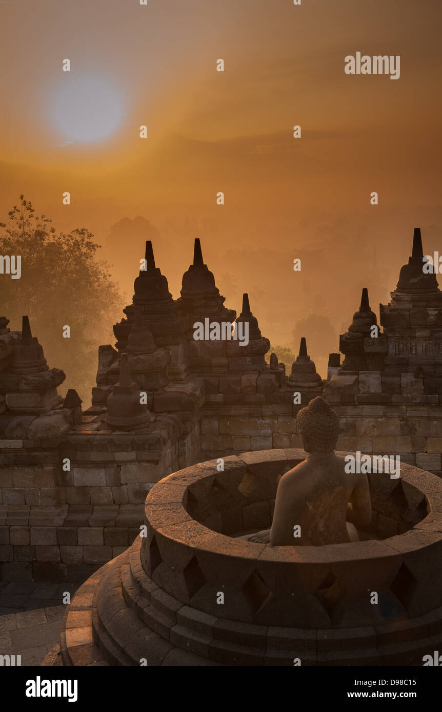 Borobudur temple at sunrise, Java, Indonesia Stock Photo - Alamy