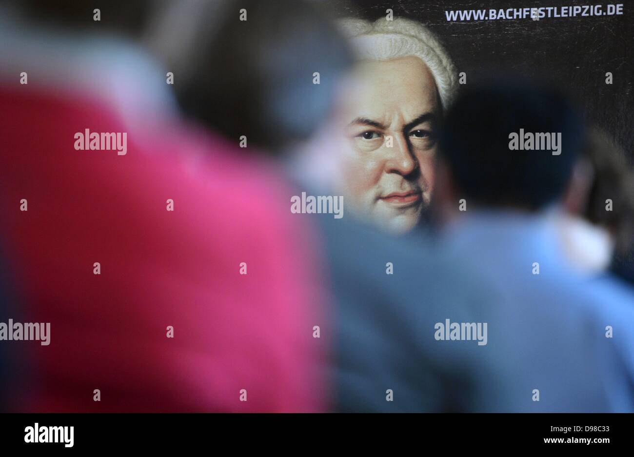 Leipzig, Germany. 14th June, 2013. A poster with a portrait of composer ...