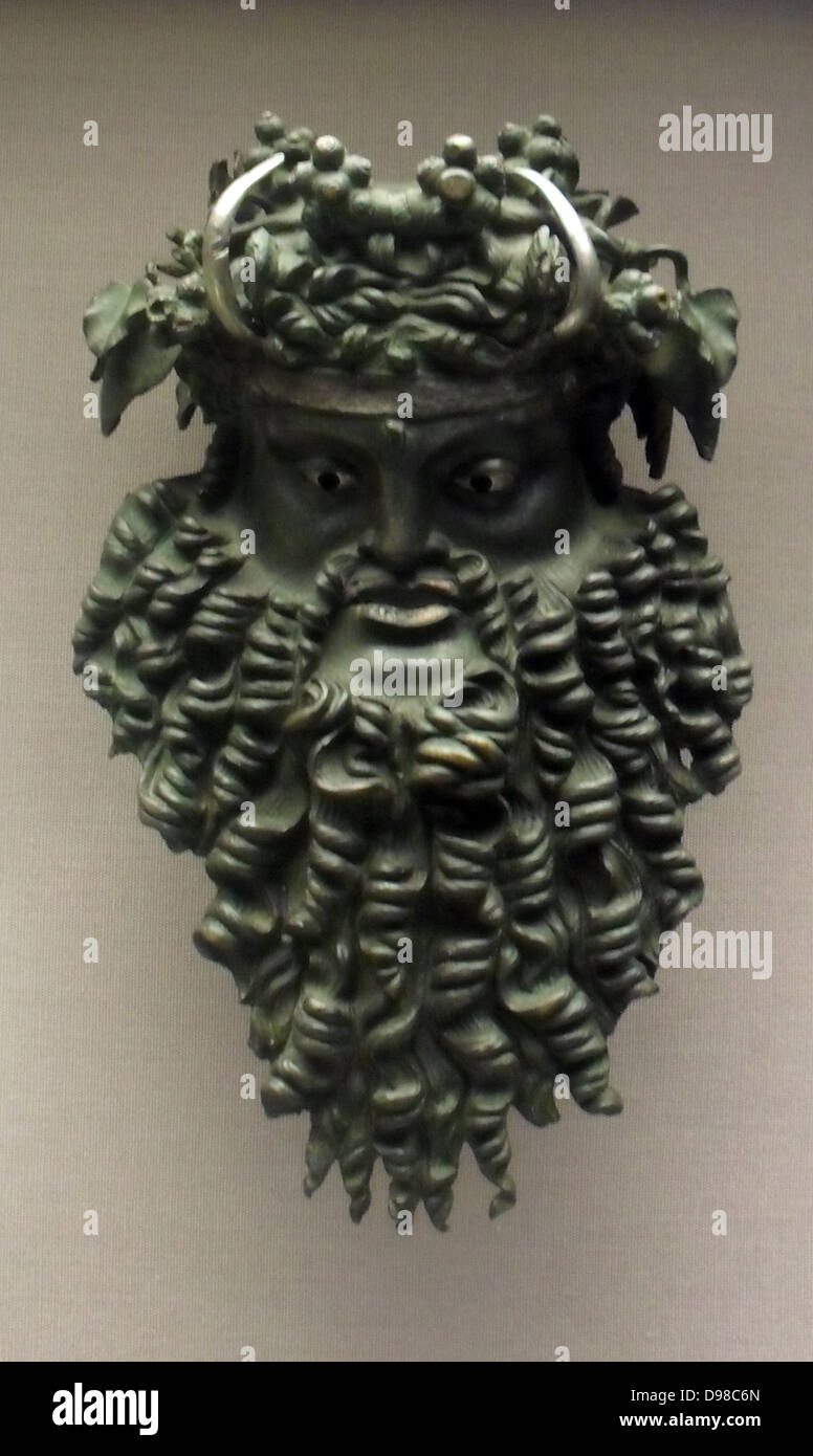 Bronze mask of horned Dionysus 200-300 BC. The mask once formed the ...