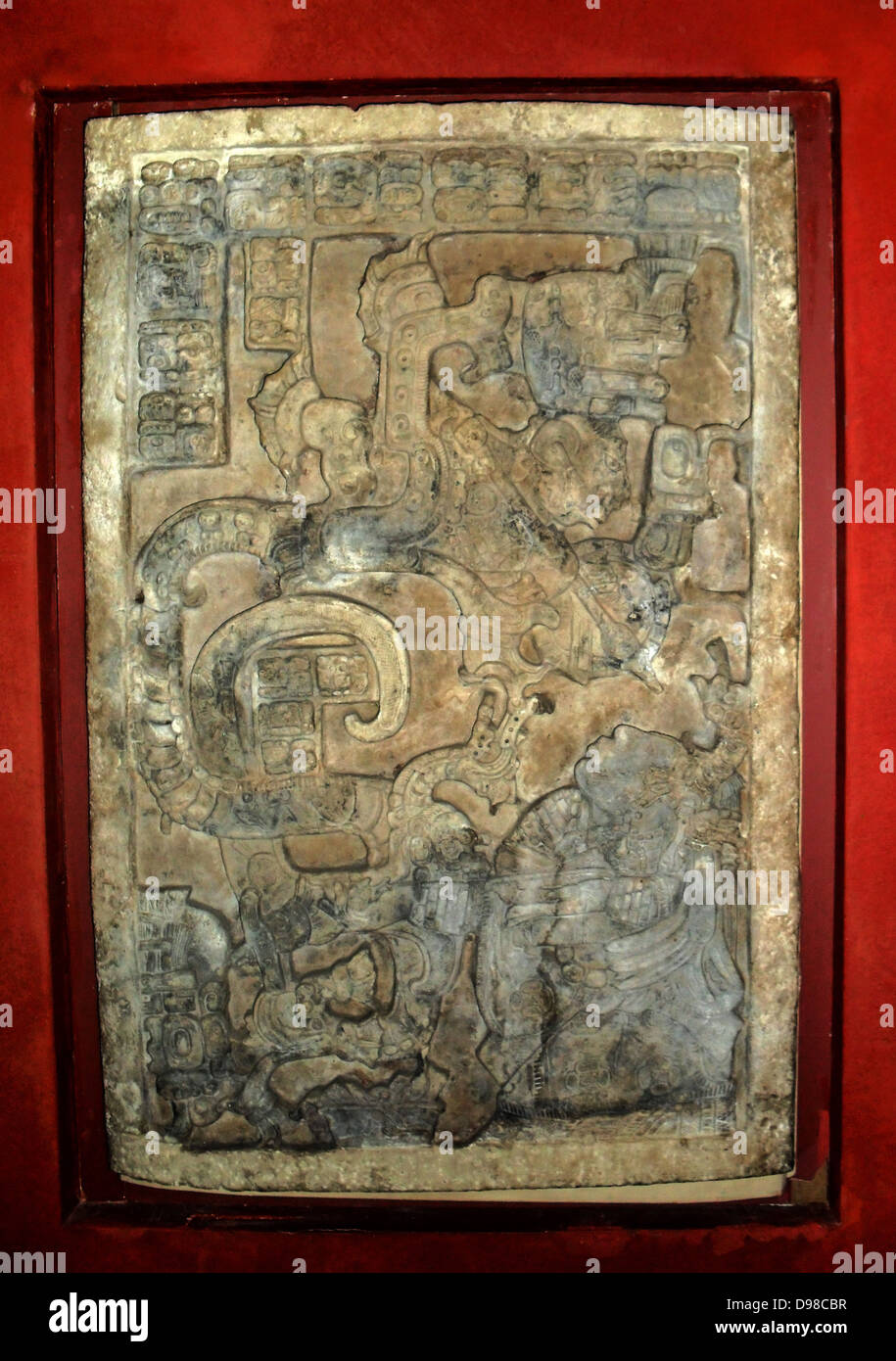 Lintel 25, Maya, about AD 725. On the second lintel at Yaxchilan, the ...