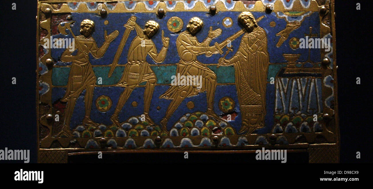 Reliquary casket of St. Thomas Becket. Gilt and copper alloy with ...