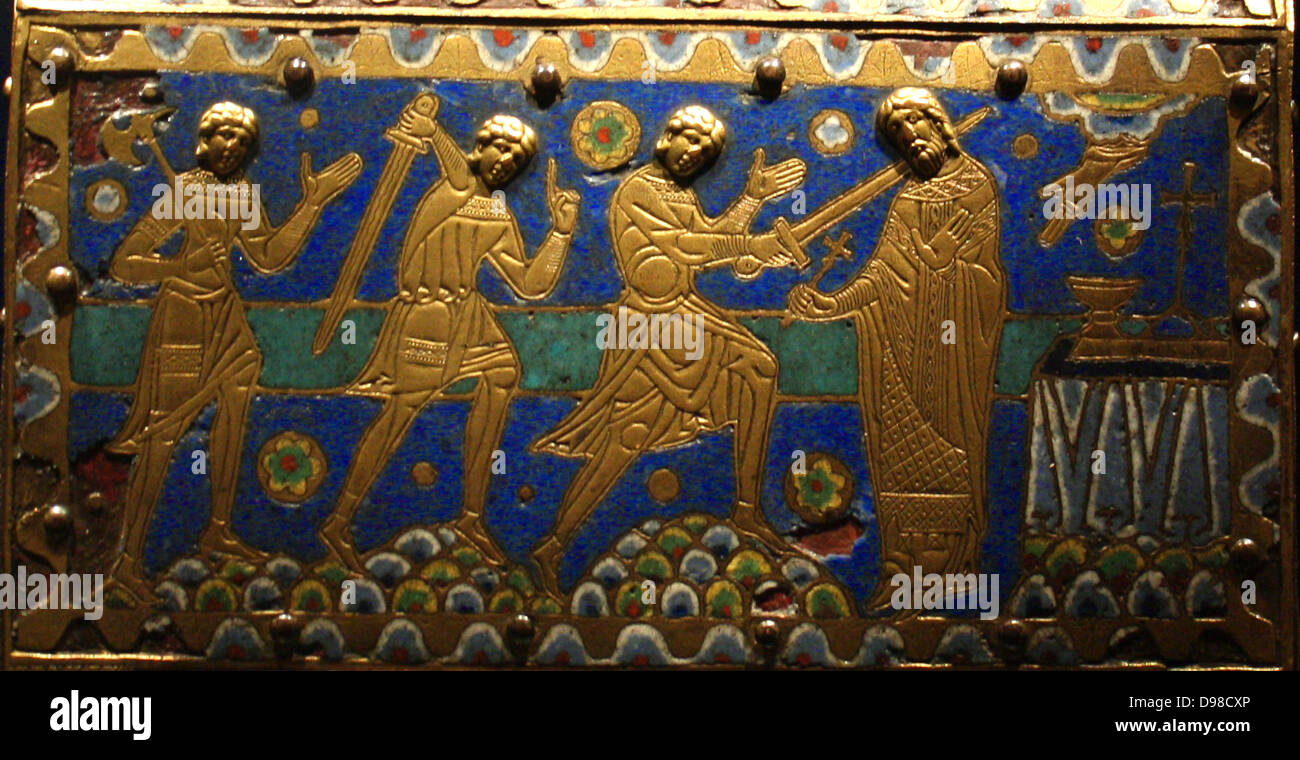 Reliquary casket of St. Thomas Becket. Gilt and copper alloy with ...