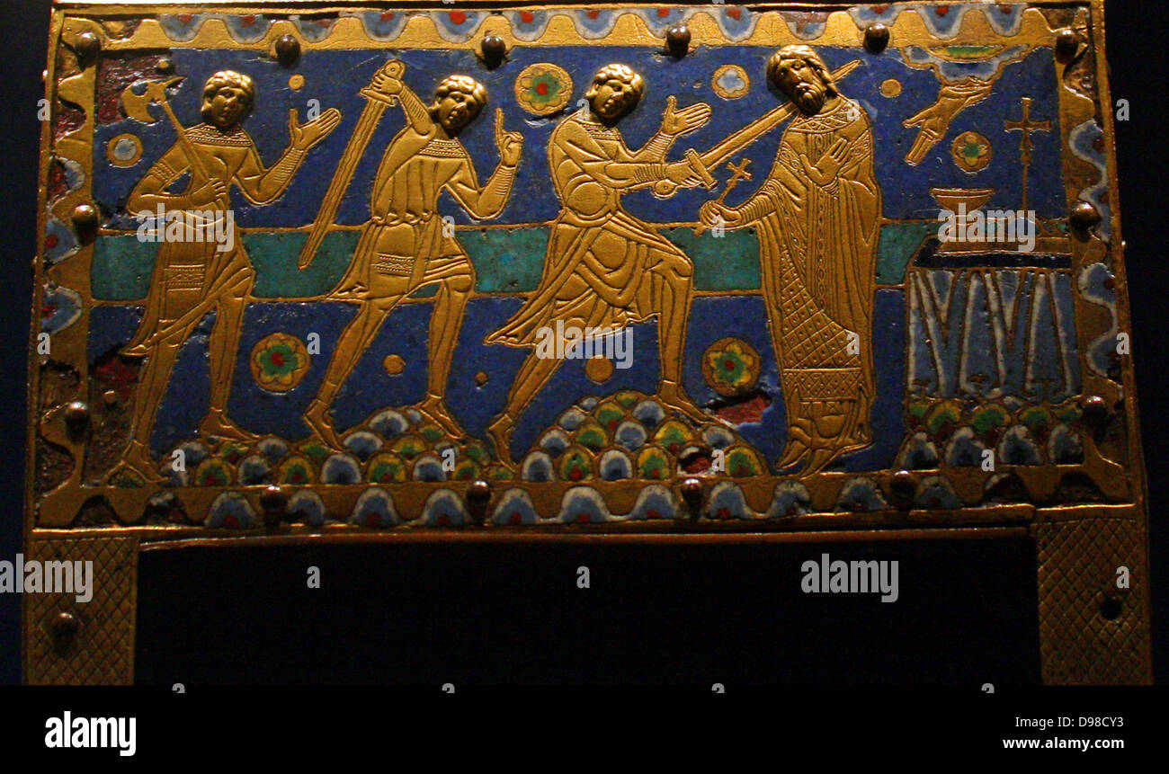 Reliquary casket of St. Thomas Becket. Gilt and copper alloy with ...