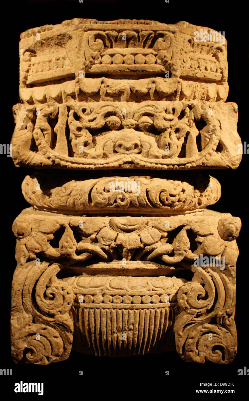 Pillar capital. Sandstone, Uttar Pradesh, AD900-1100. This pillar ...