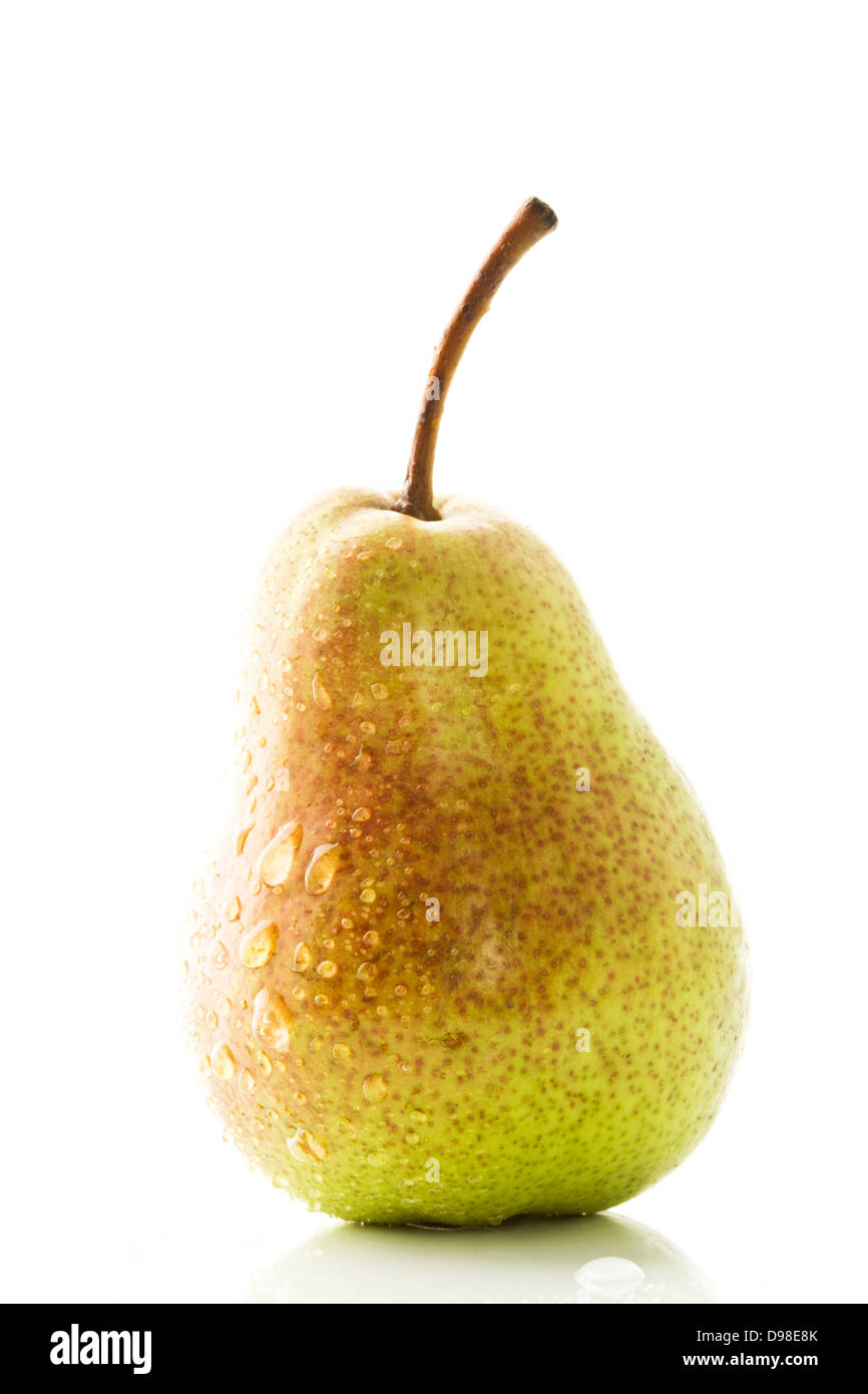 Fresh pear on white background, close up Stock Photo - Alamy