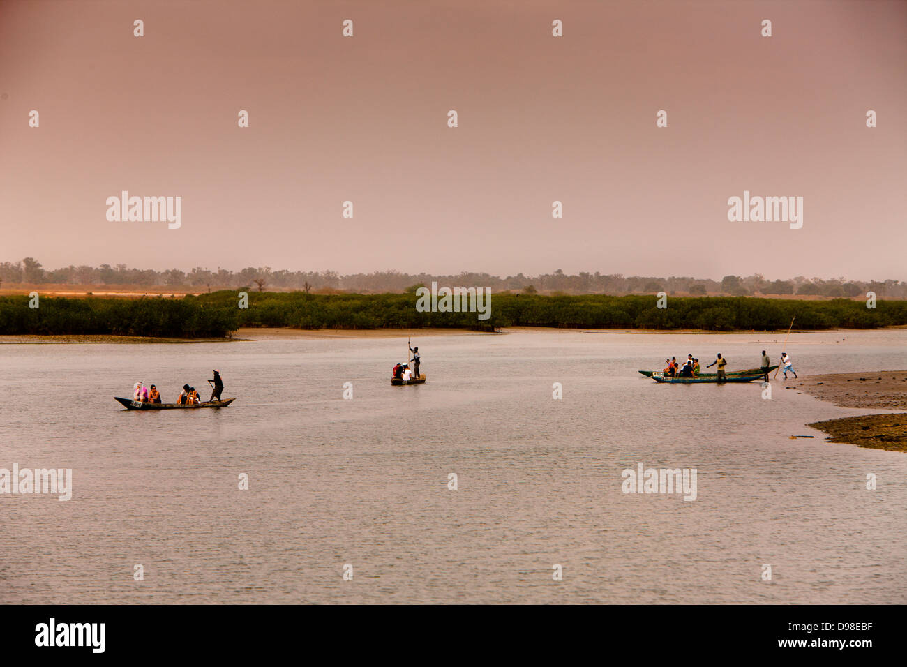 Senegal Africa West Africa Fadiouth Island fisherman with canoe ...