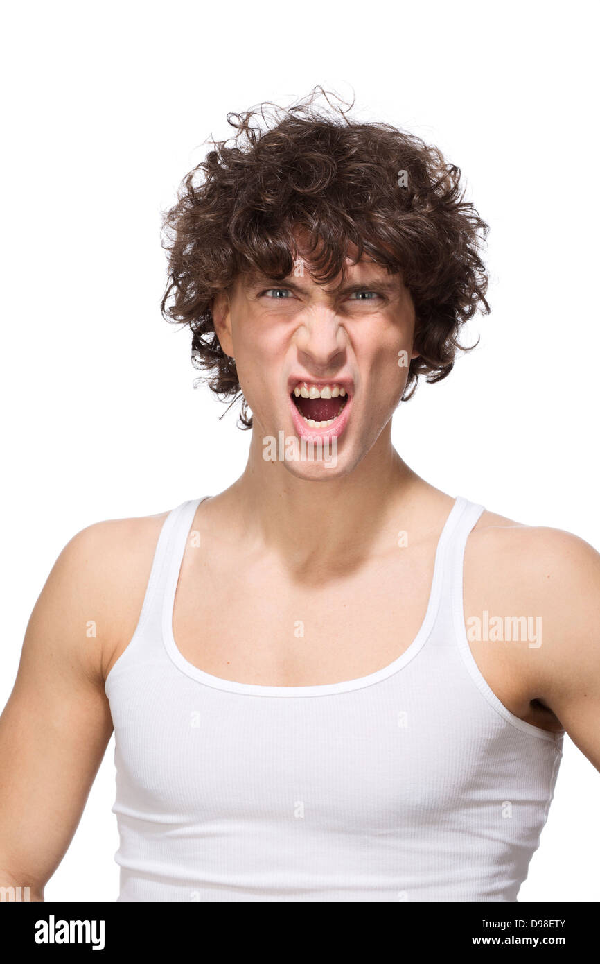 Portrait of mid adult man gesturing Stock Photo - Alamy
