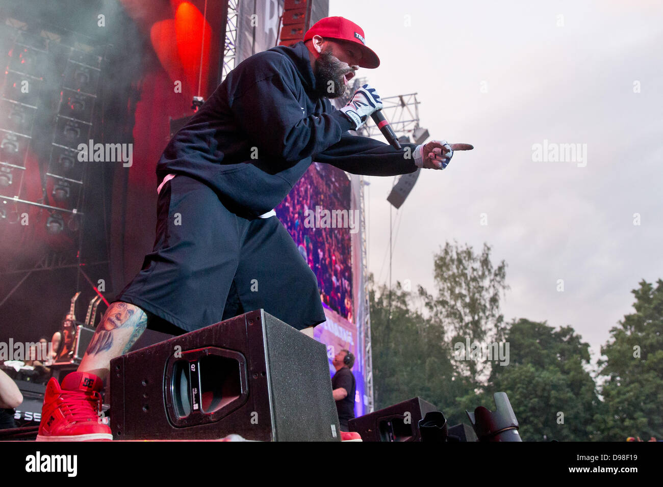 Fred Durst, singer of the US Band Limp Bizkit, performs on a stage of ...