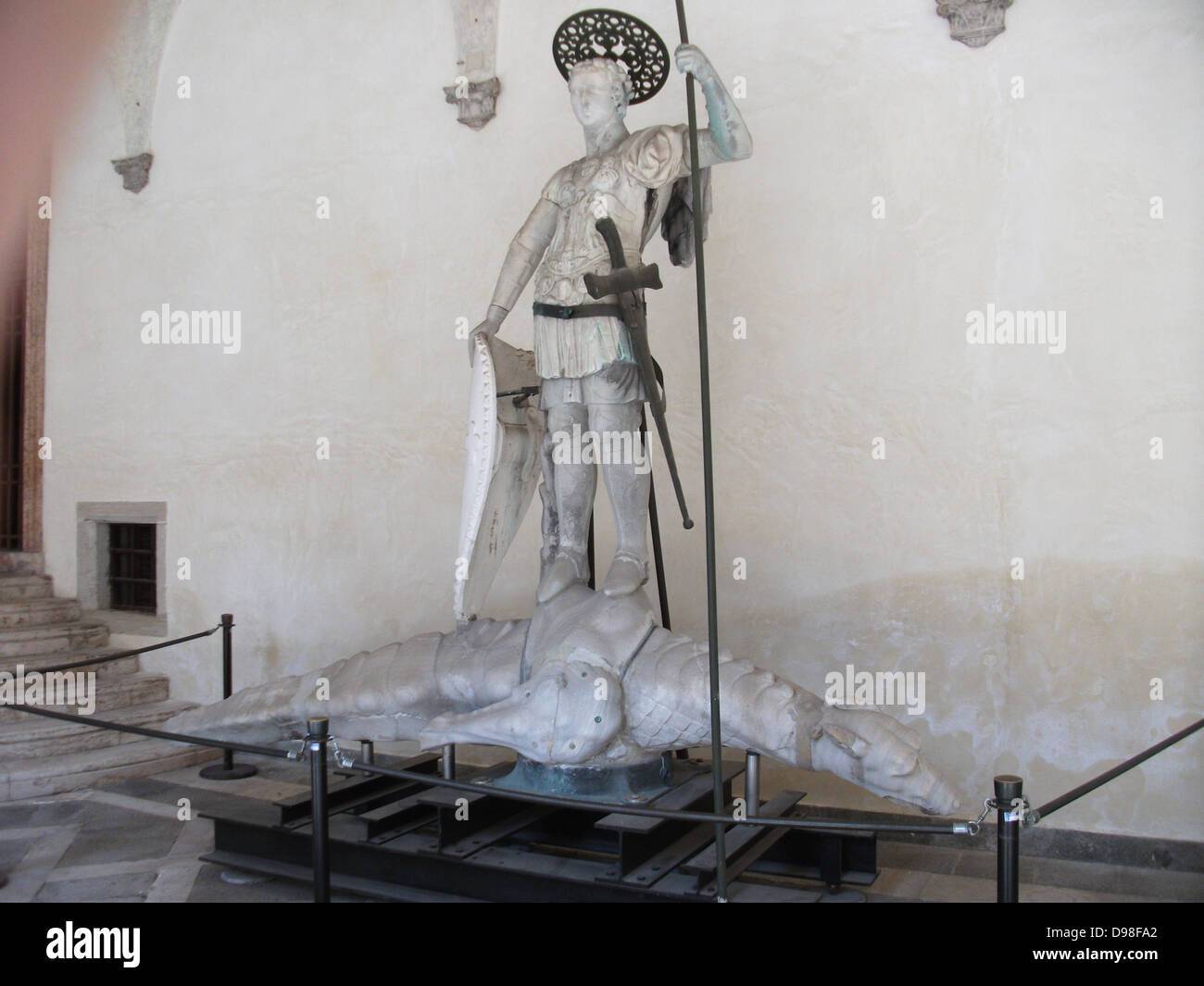 Statue of Saint Marc at the Doge's Palace in Venice, Italy. The palace ...